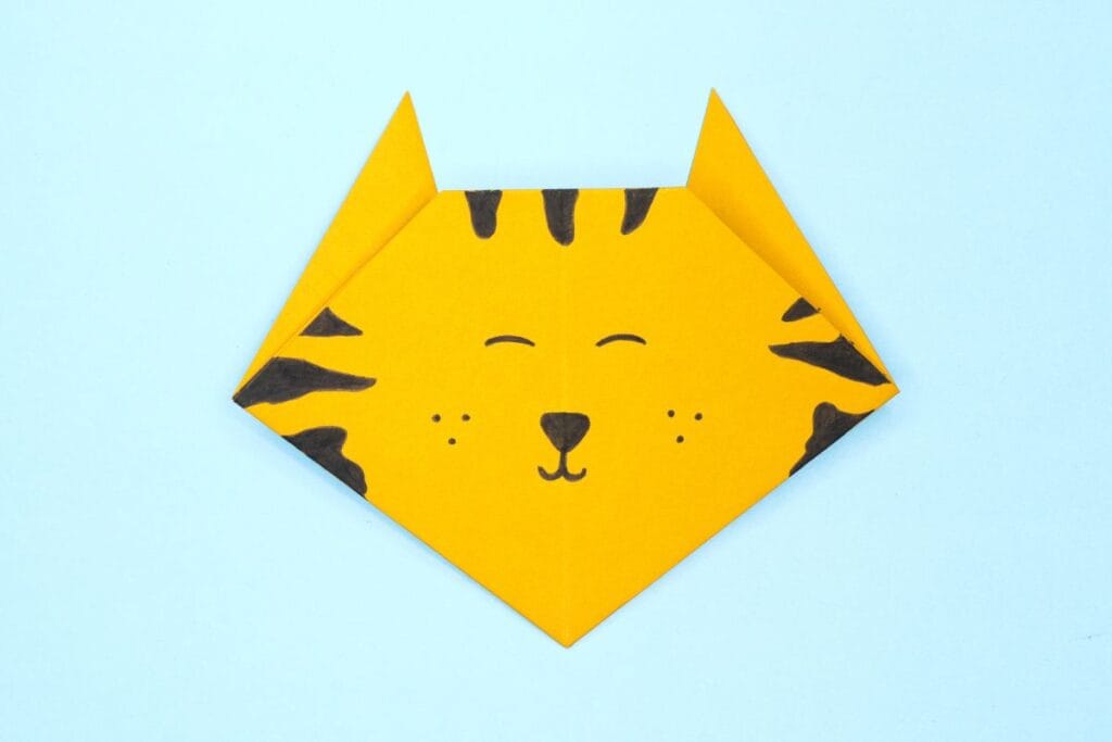 Very Easy Origami Tiger Head Instructions - Origami Way